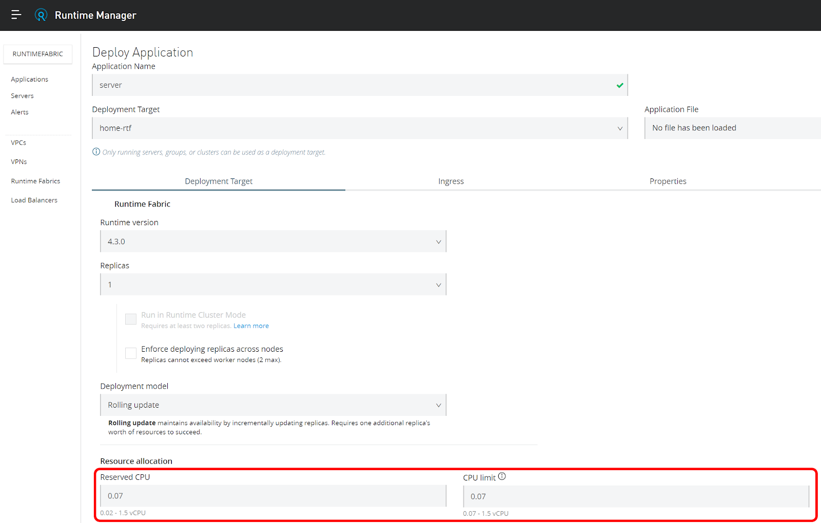 How to Deploy Runtime Fabric with Unallocated CPU Capacity | MuleSoft Blog